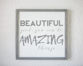 Wood Sign Wood Art Wood Decor Home Decor Beautiful Girl - Etsy