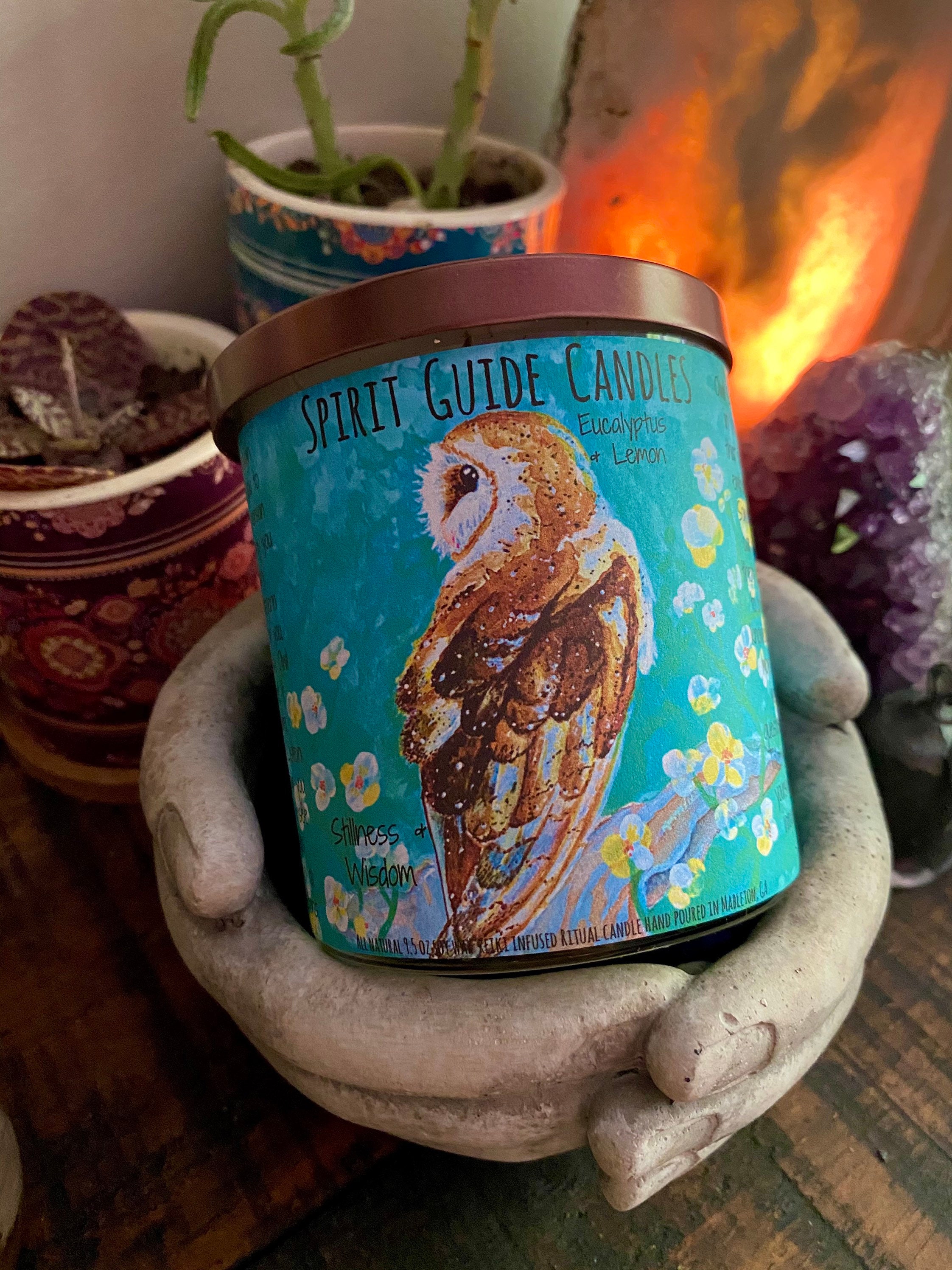 Owl Spirit Guide reiki Infused Ritual Candle All Natural | Etsy