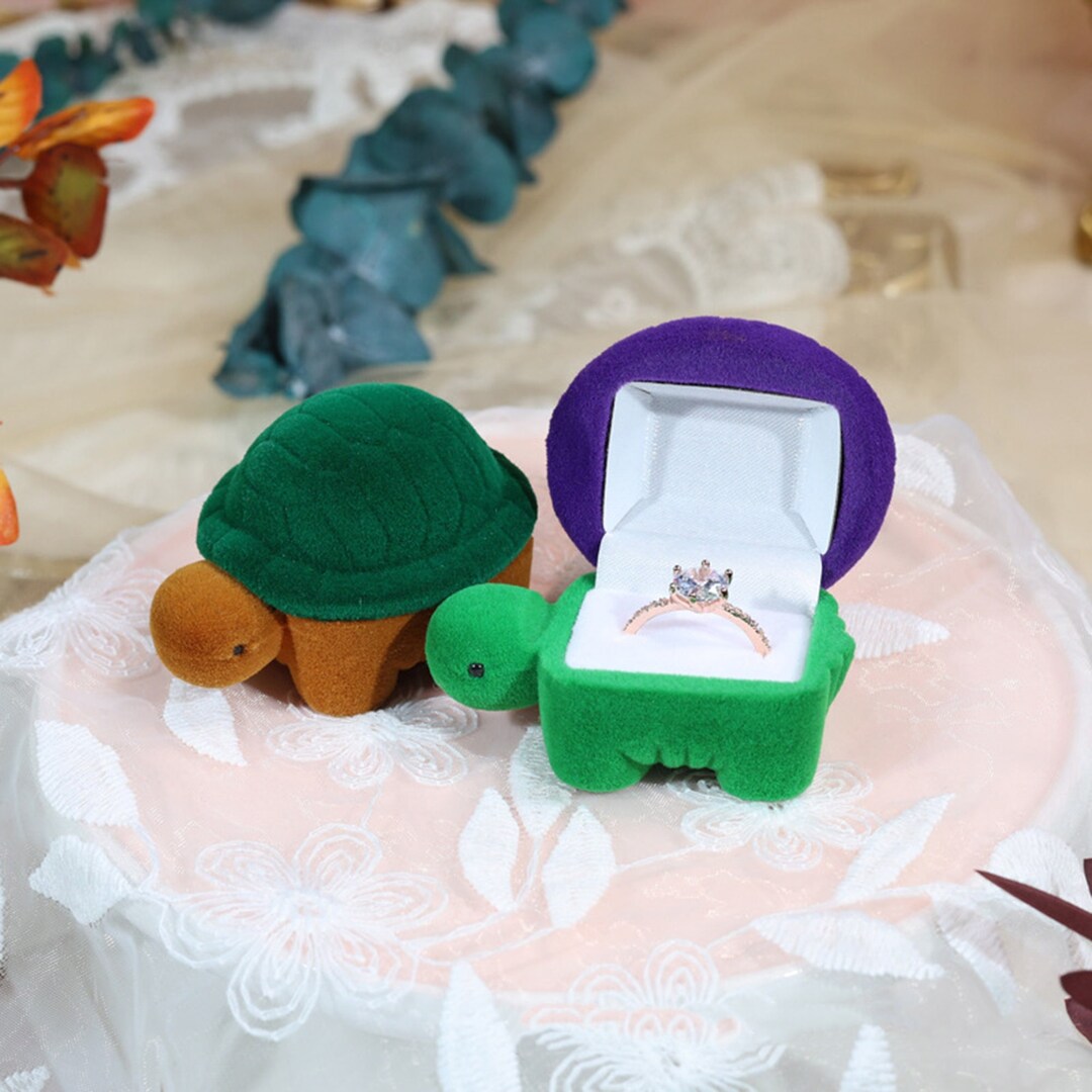 Velvet Turtle Ring Box Lovely Cartoon Tortoise Gift Boxes - Etsy