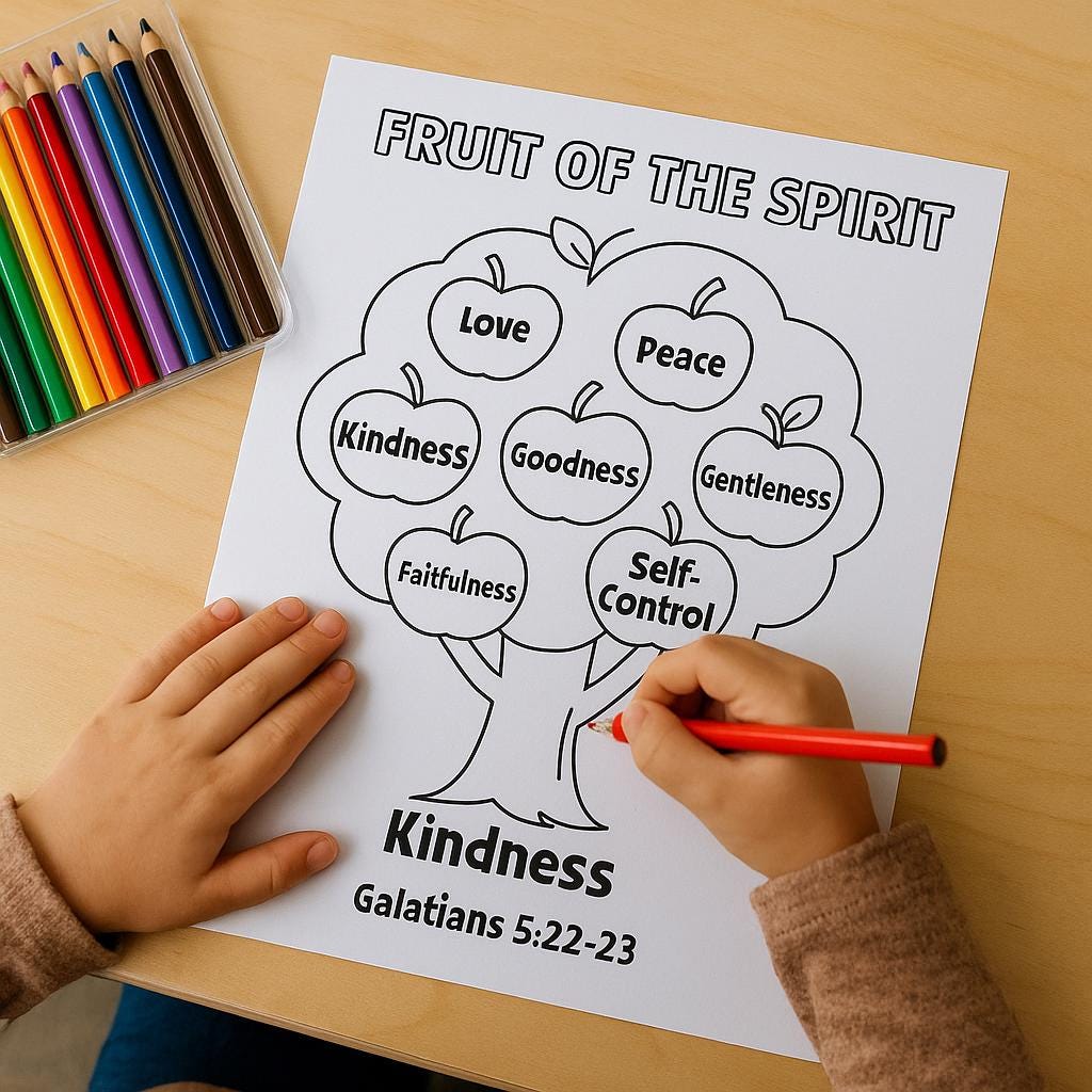 Fruits of the Spirit Coloring Pages + 7-week Sunday School Lesson Plan ...