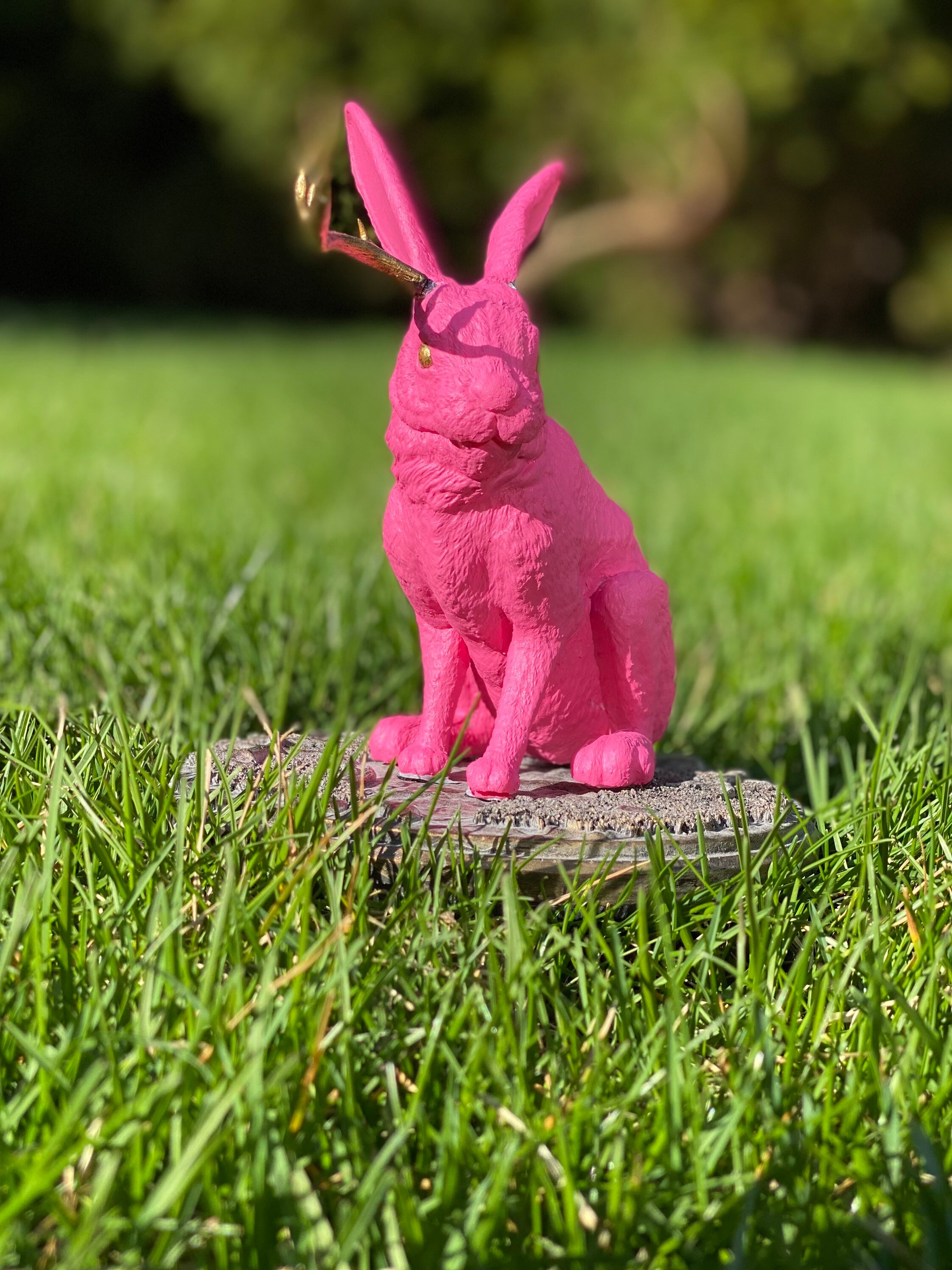 Seated Jackalope Statue color | Etsy