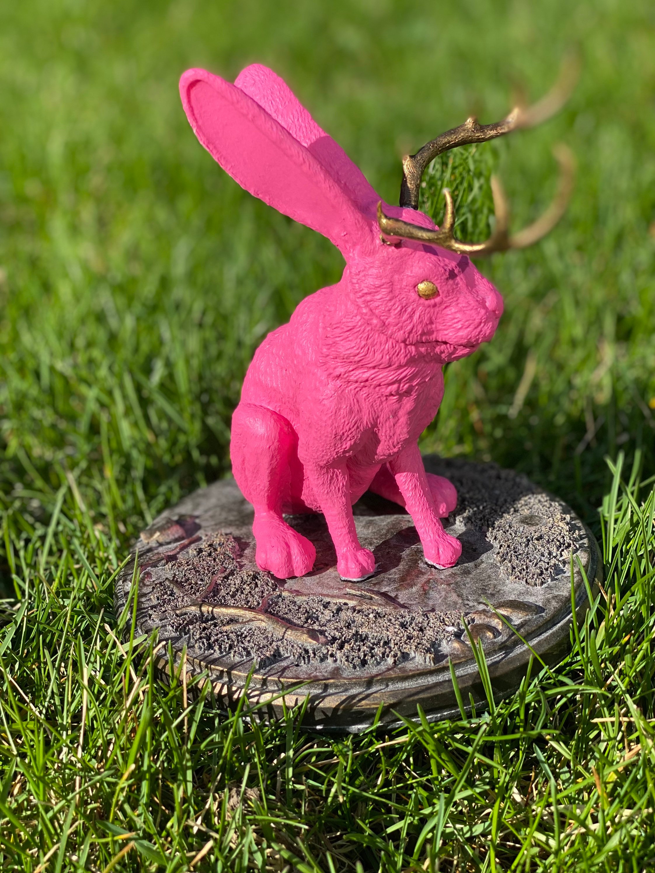 Seated Jackalope Statue color | Etsy