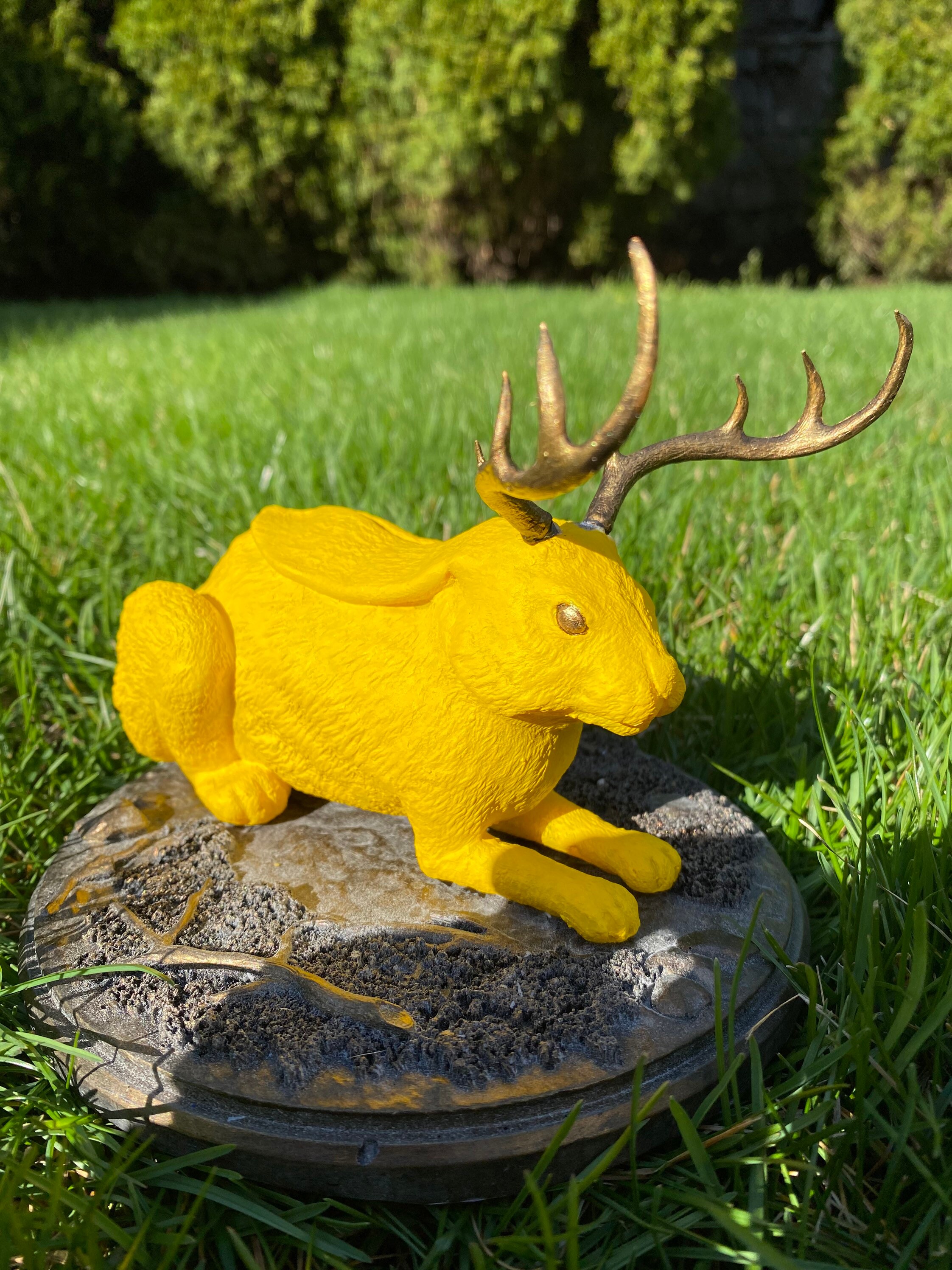 Seated Jackalope Statue color | Etsy