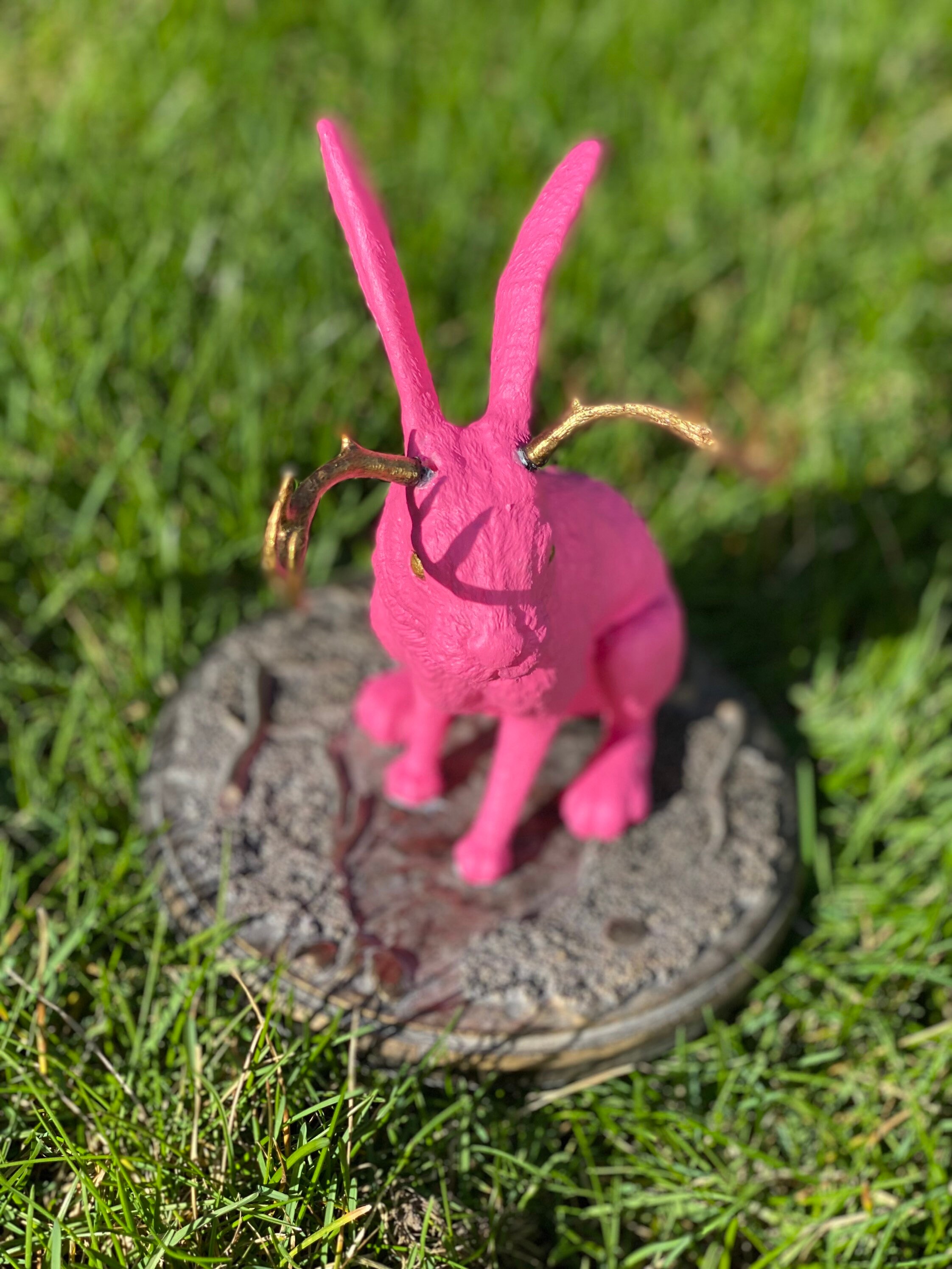 Seated Jackalope Statue color | Etsy