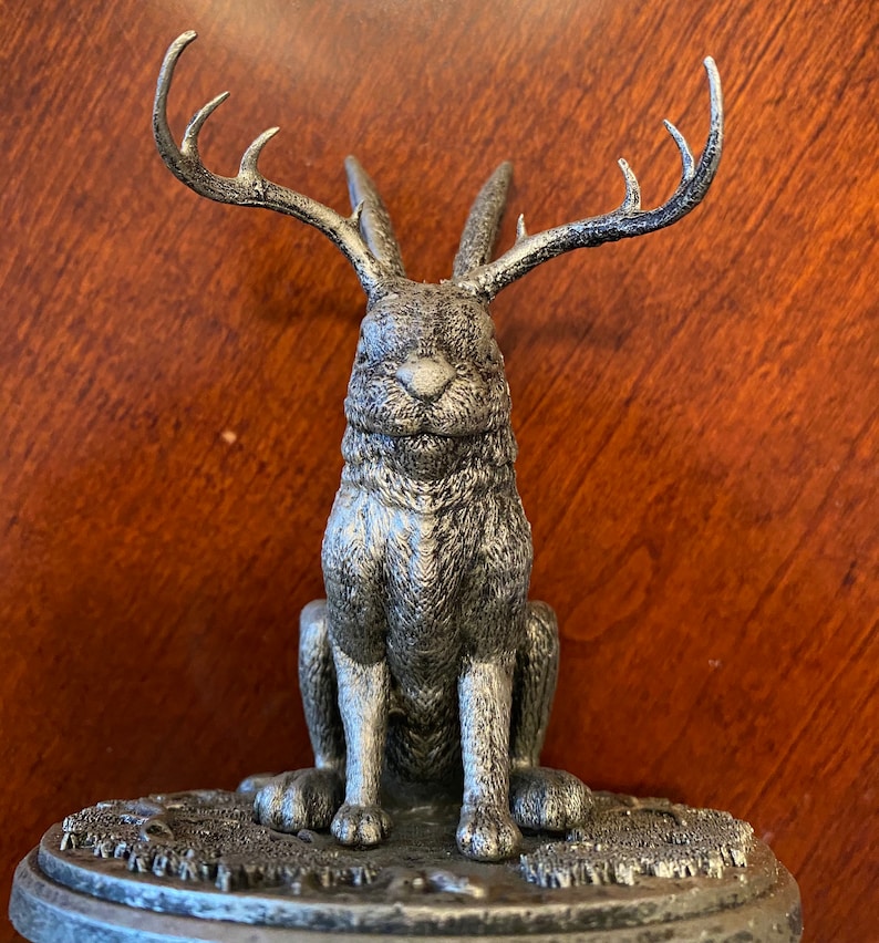 Seated Jackalope Mini Statue | Etsy