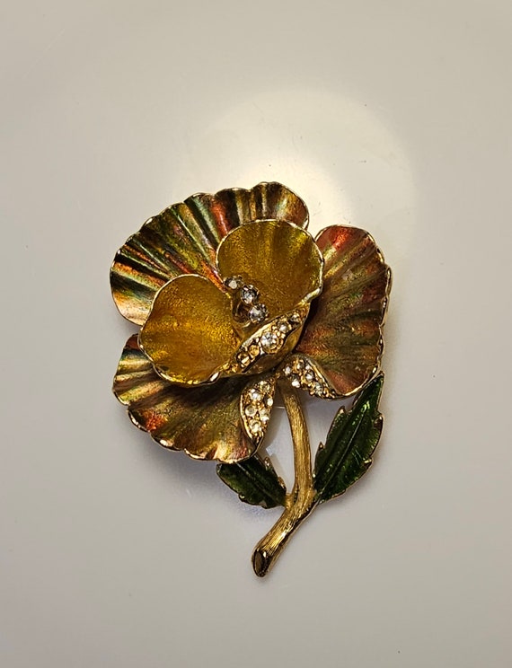 Vintage orchid brooch pin - Gem