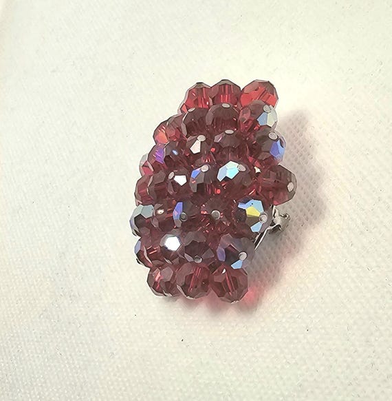 Aurora Borealis Iridescent Ruby Red Glass Bead Pin Br… - Gem