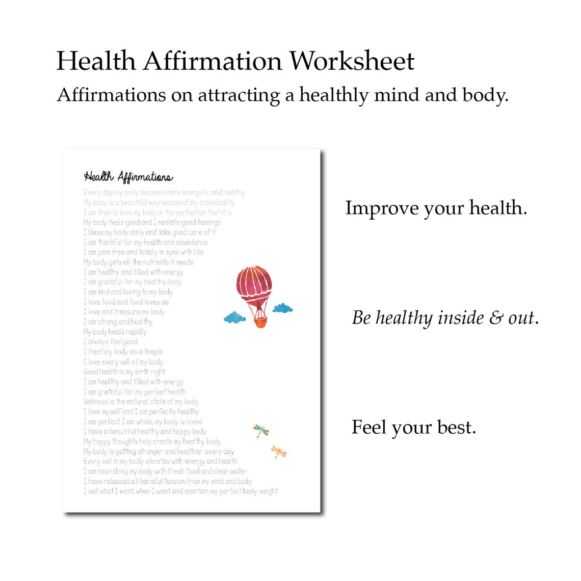 Affirmation Worksheets Instant Download - Etsy Australia
