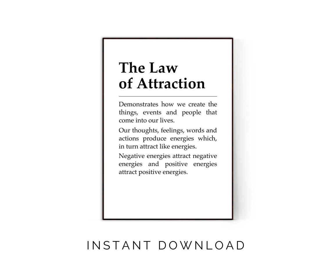 The Law of Attraction Definition Print Instant Download - Etsy Australia