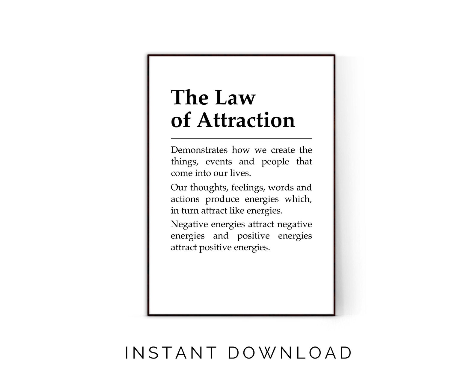The Law of Attraction Definition Print Instant Download - Etsy Australia