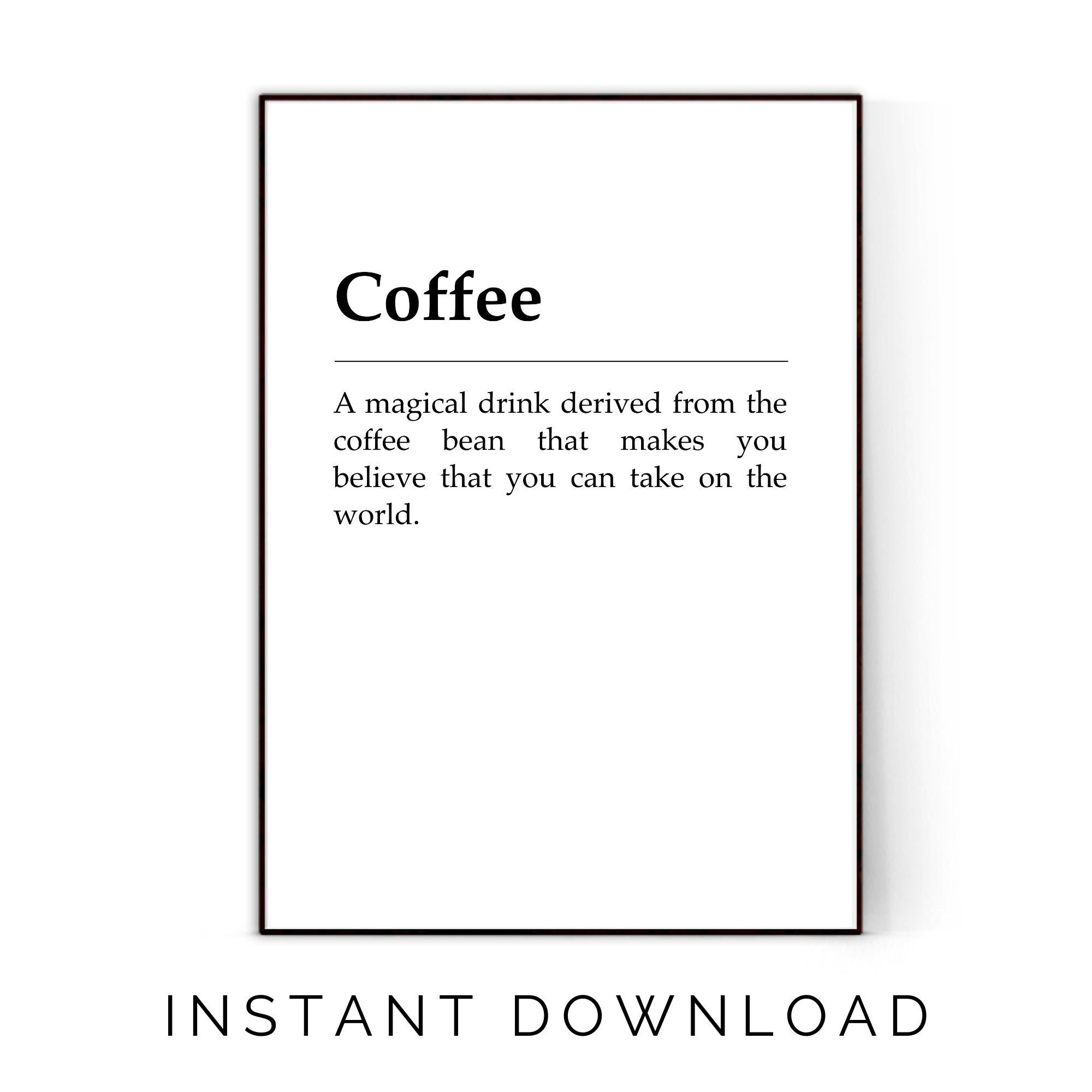 Kaffee Definition Poster Küche Druck Sofort Download - Etsy.de