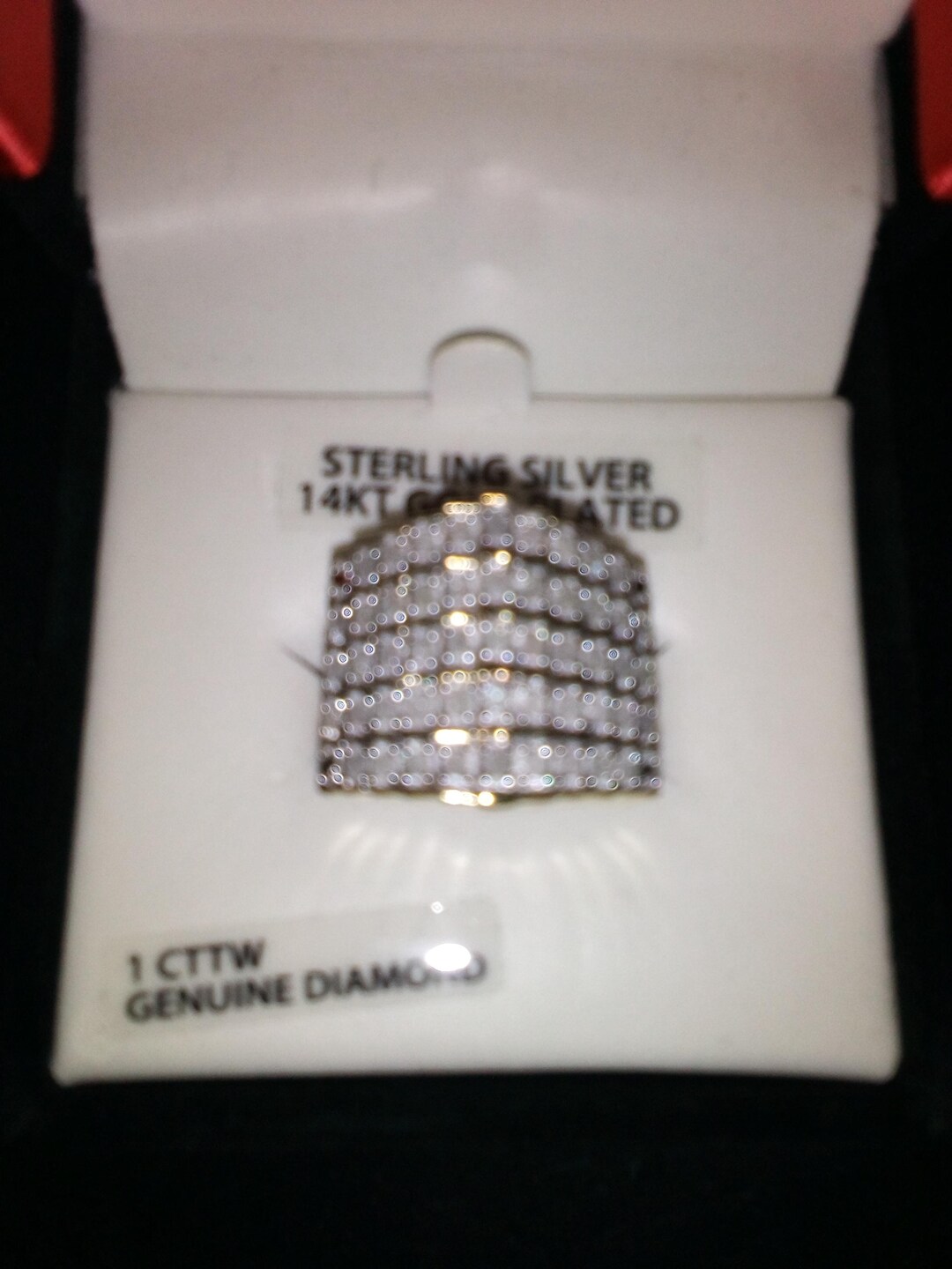 1cttw Genuine Diamond Pyramid Ring With 14k Gold Plated Sterling Silver ...