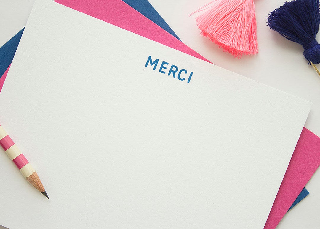 Thank You Notes | Merci Thank You Note Card | Classic Thank You Note ...