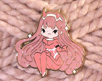 Zero Two Anime Lapel Pins Glitter & Rose Gold | Etsy