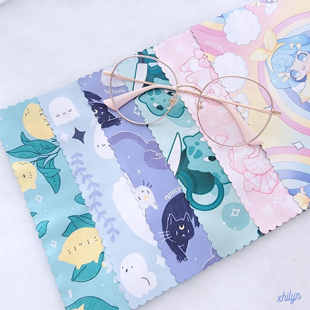 Variety Microfiber Cloths - Kitty, Cat, Bulbasaur, Moon, Rainbow, Knife ...