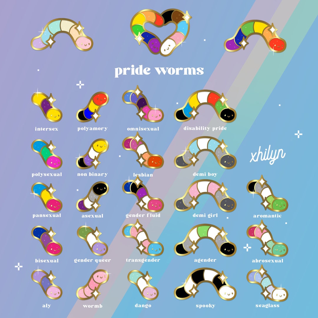 Pride Worm Pins ~ LGB LGBTQ Enamel Pins :D - Etsy