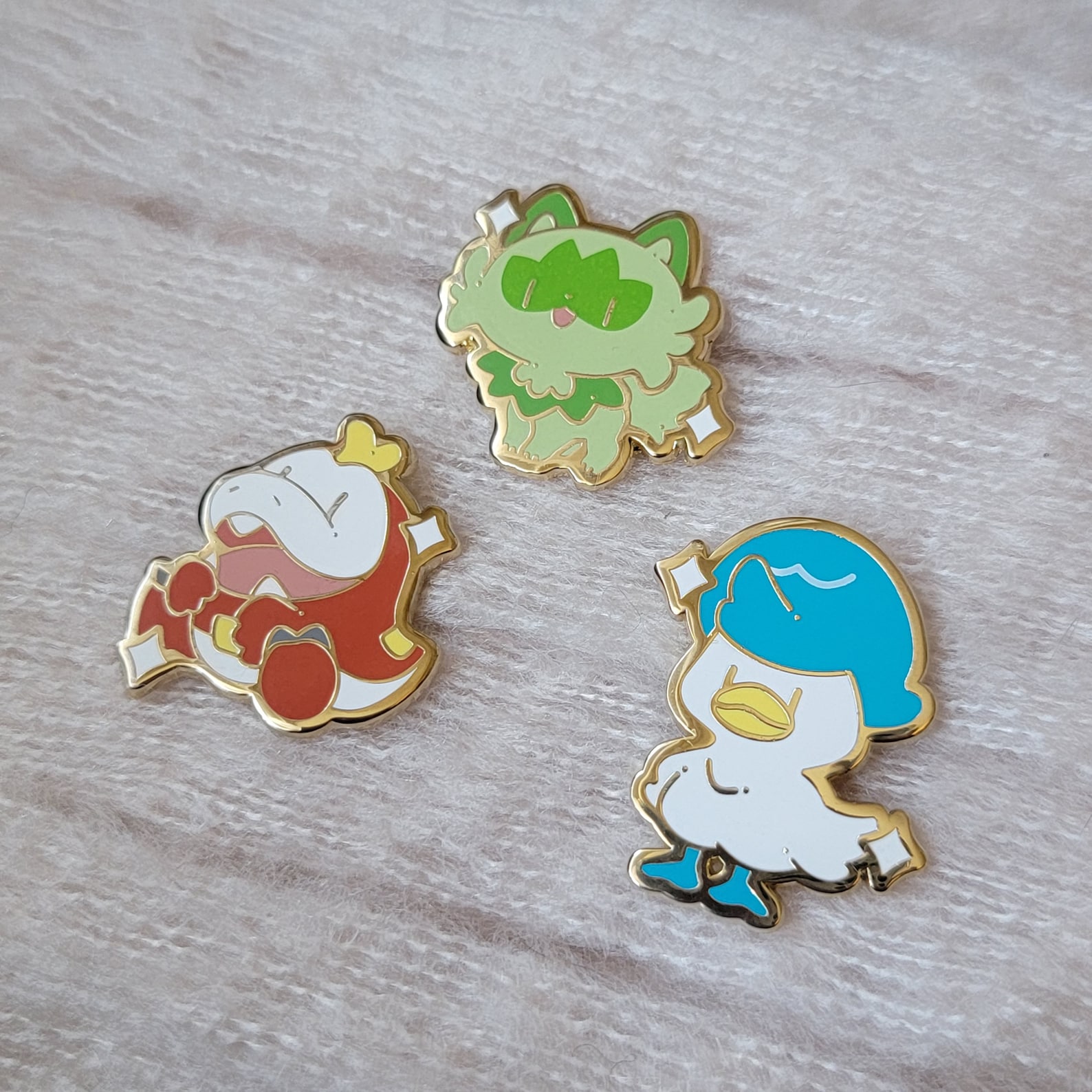 Gen 9 Pokemon Starters Pins Quaxly Fuecoco Sprigatito - Etsy