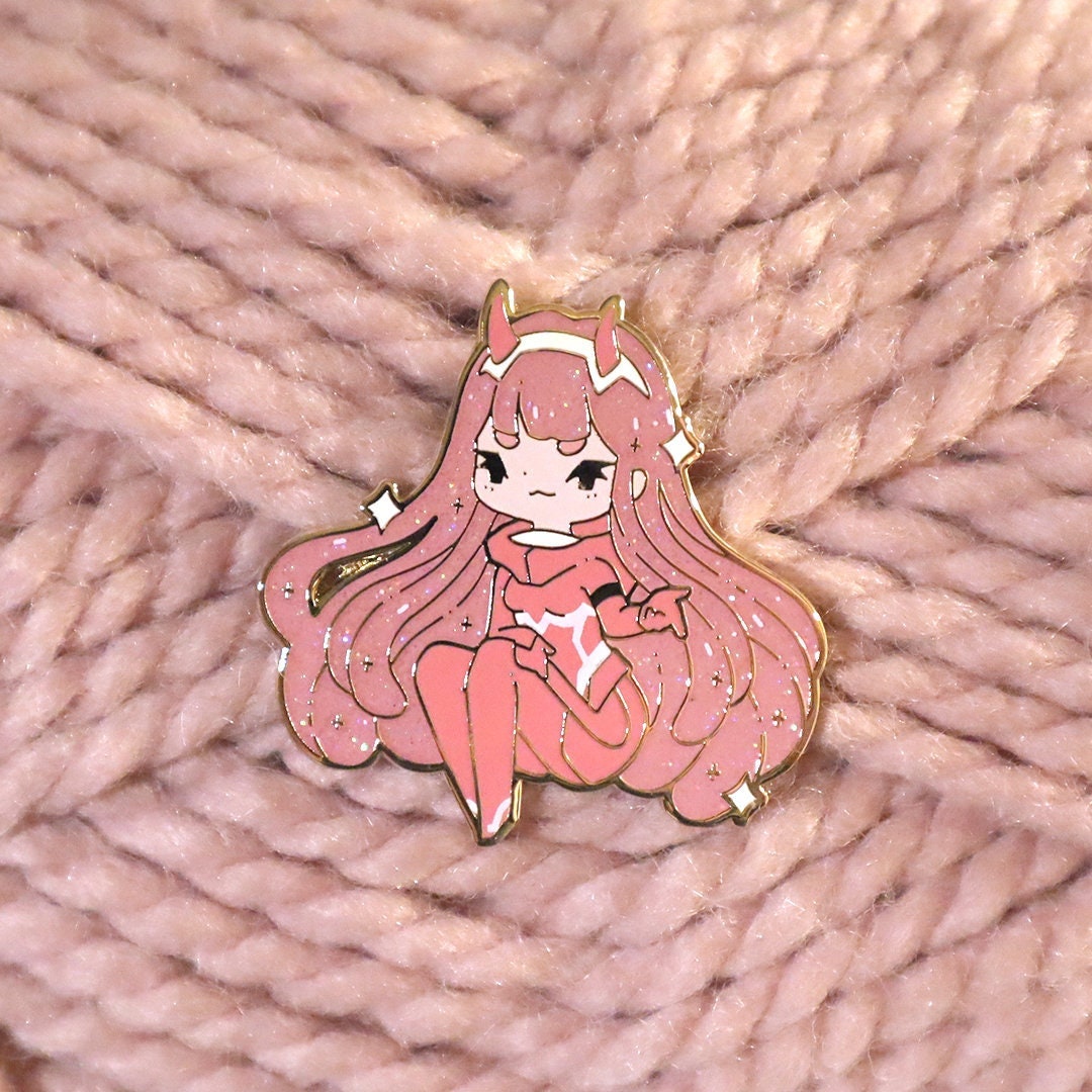 Floating Zero Two - Anime Lapel Pins - Glitter & Rose Gold - Etsy