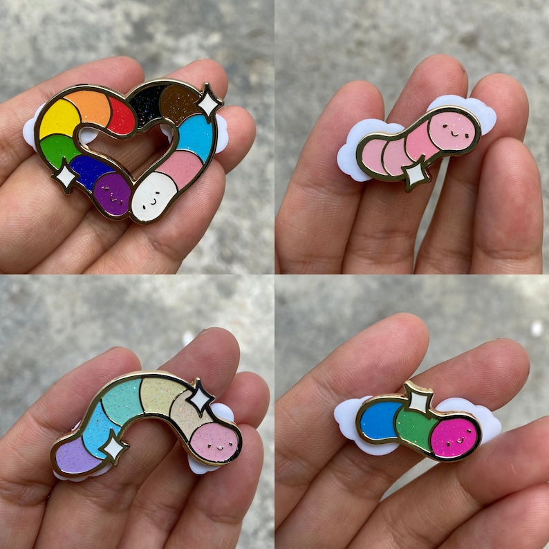 Pride Worm Pins LGB LGBTQ Enamel Pins :D - Etsy