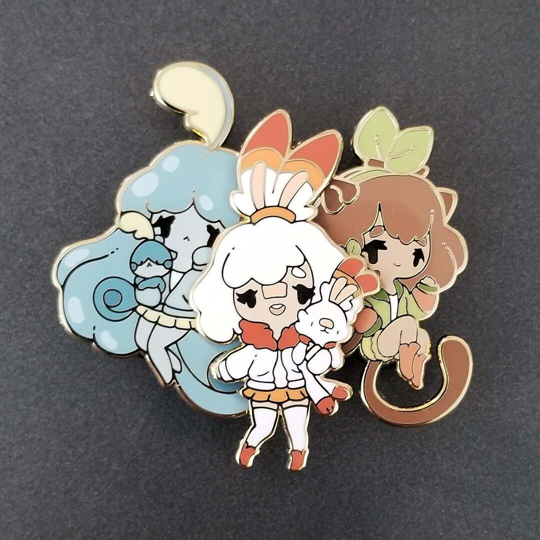Poke Starter Pins Sobble, Scorbunny, & Grookey Girls - Etsy
