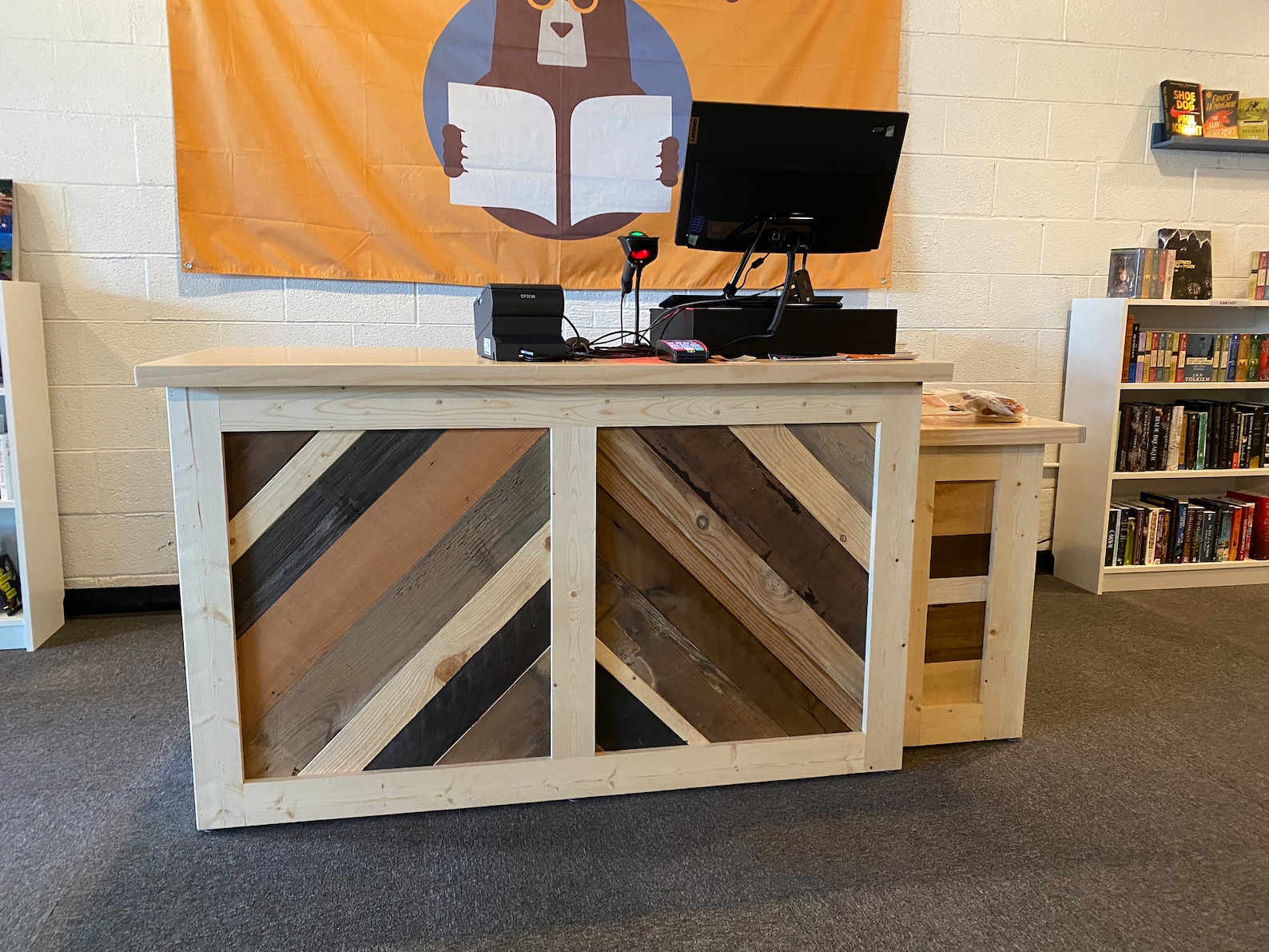 Custom Wood Checkout Counter Multi Level Retail Counter L - Etsy