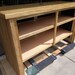 Vertical Oak Wood Slats Counter, Wood Retail Counter With One Shelf ...