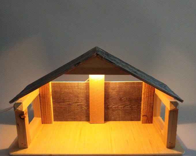 Large Shed Roof Nativity 20wx14hx6d Hand-crafted Wood Christmas ...