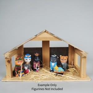Handcrafted Reclaimed Wood Nativity Stable With LED Light for Christmas ...