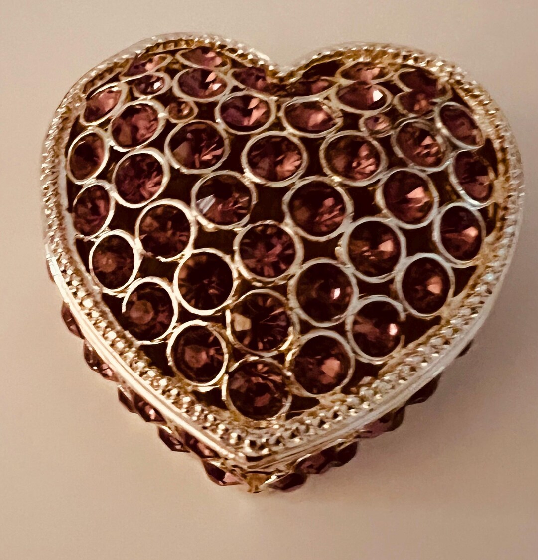 Heart Shaped Rhinestone Trinket Box – Purple Jewelry Keepsake - Etsy