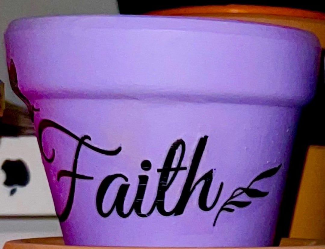 Hand Painted Mini Terra Cotta Faith Themed Designed Planter| Indoor ...