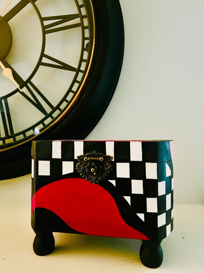 Whimsical Inspired Art Hand-painted Vintage Chic Checkered Patterned ...
