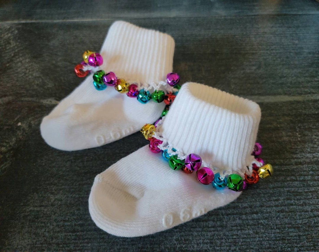 Multi-color Jingle Bell Socks -- Socks With Jingle Bells -- Rally Socks ...
