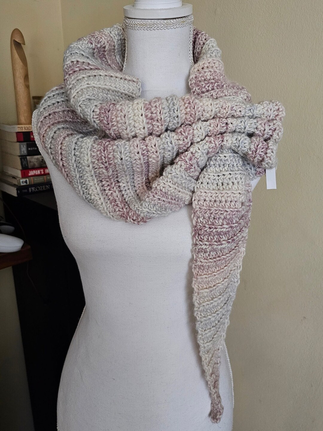 Soft Pinks and Blues Pull Through Scarf - Pull Through Shawl - Triangle ...