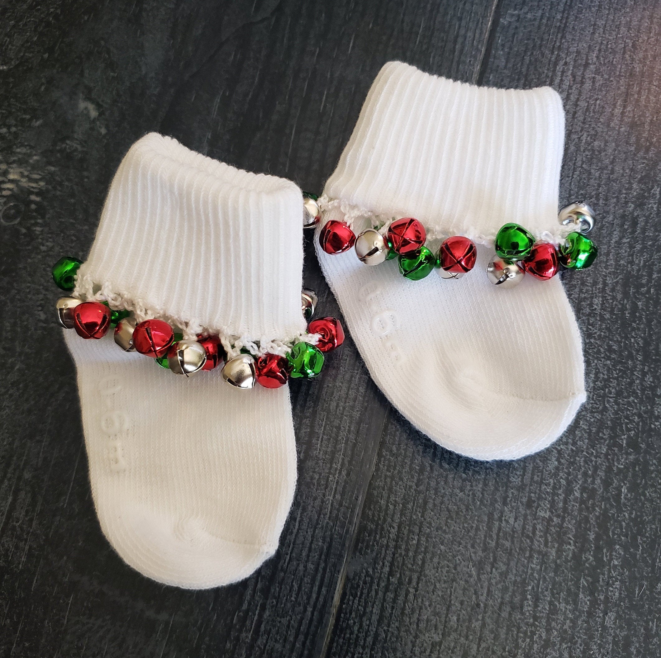 Jingle Bell Socks Socks With Red, Silver, and Green Jingle Bells ...