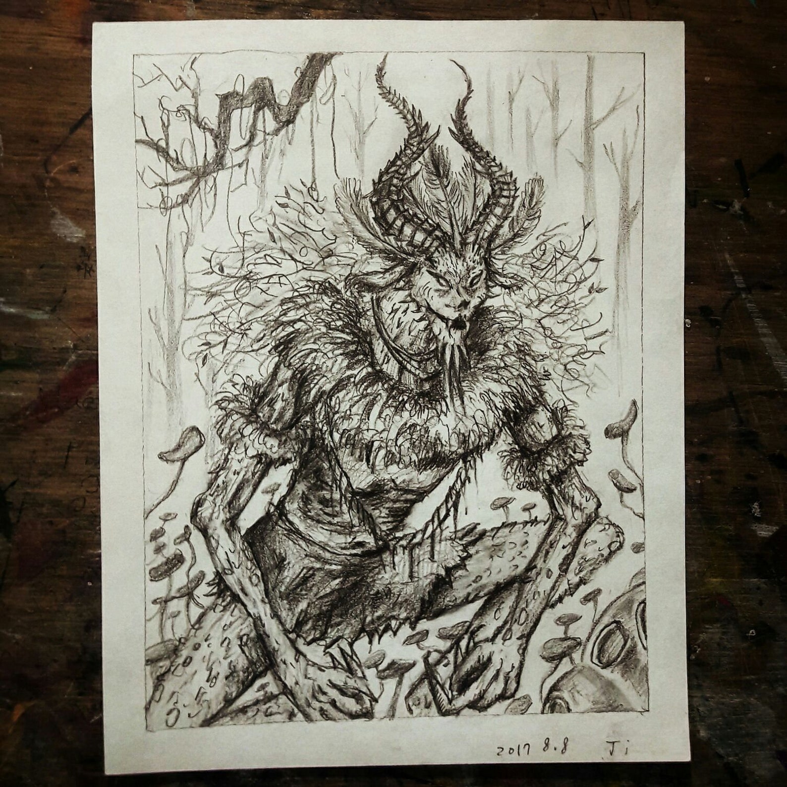 Goat Man in Forest Print Digital Mixed. - Etsy