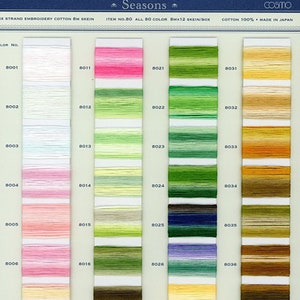 Cosmo // Lecien Corp. Seasons Embroidery Floss Color Card CC/LEN-SEA - Etsy