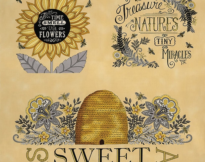 Bee Grateful Bee Blocks 23" Panel // Deb Strain // Moda 19960 12 Honey ...