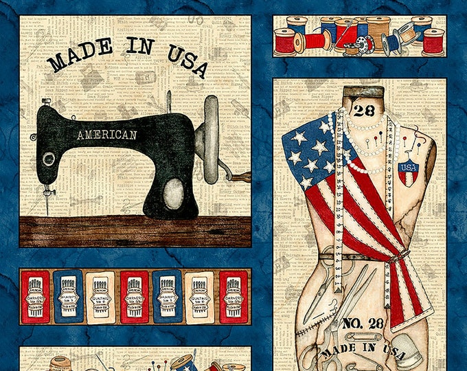 Sew American Sewing Machine and Notions Fabric Panel 24" by Blank ...