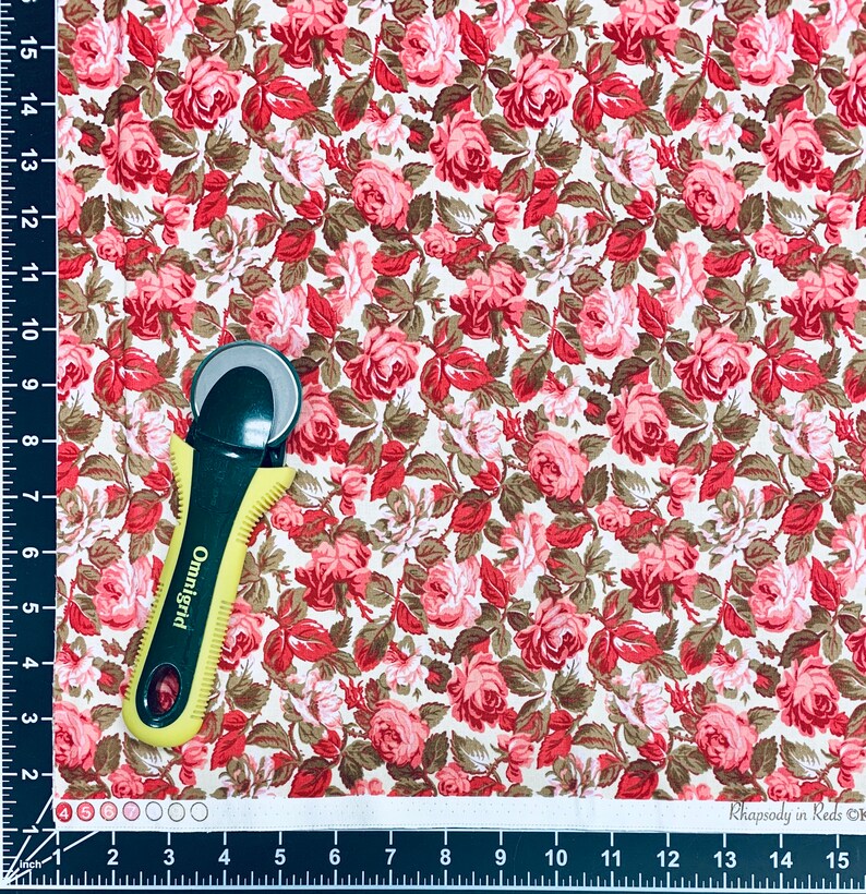 Rhapsody In Reds Tonal Floral Fabric // Kaye England // | Etsy