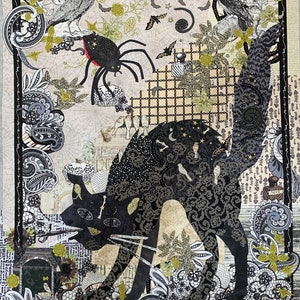 Collage Quilt Fabric Bundle Black Cat for Laura Heine's Collage Pattern ...