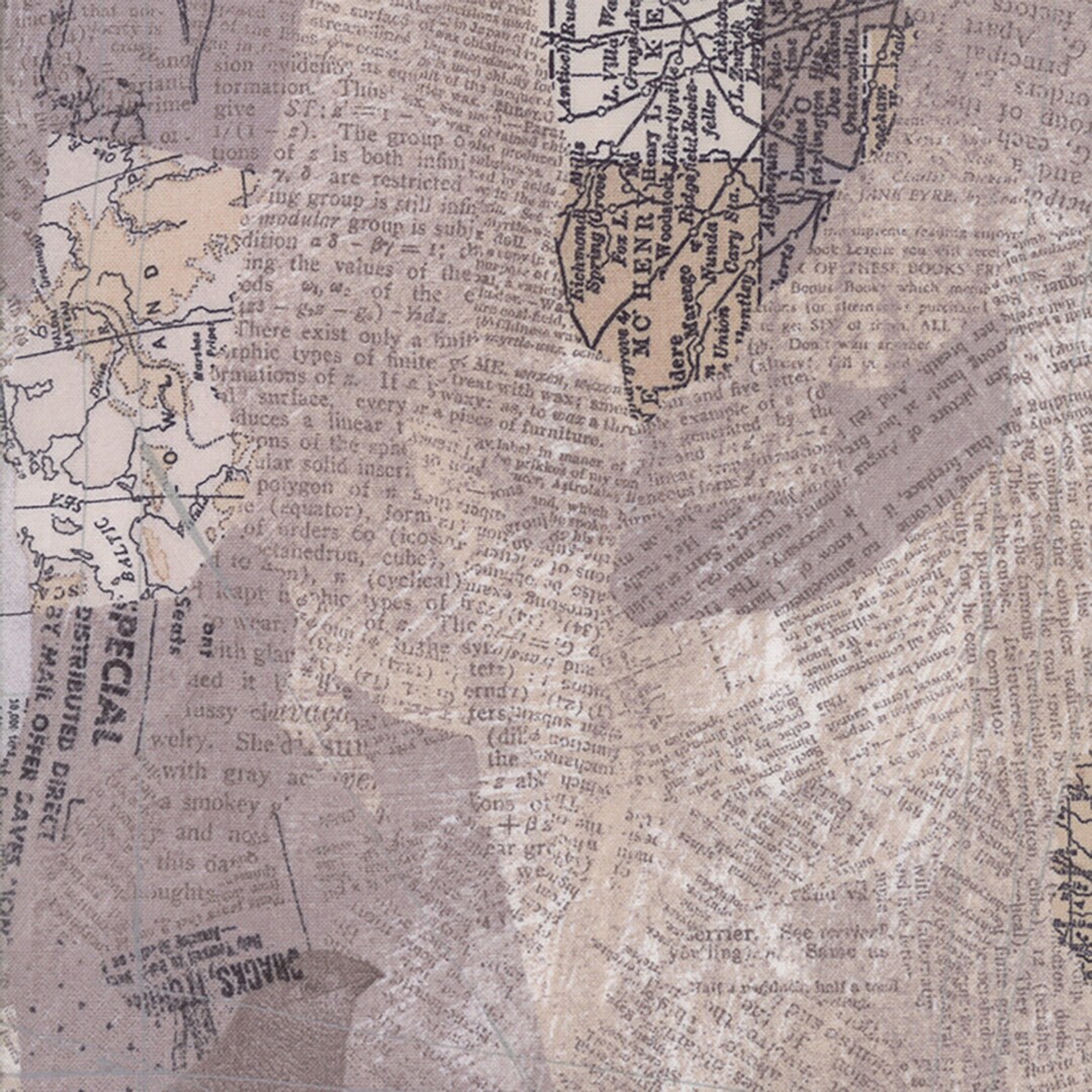 Compositions Map Fabric // Basicgrey // Moda Fabrics 30450 14 Taupe by ...
