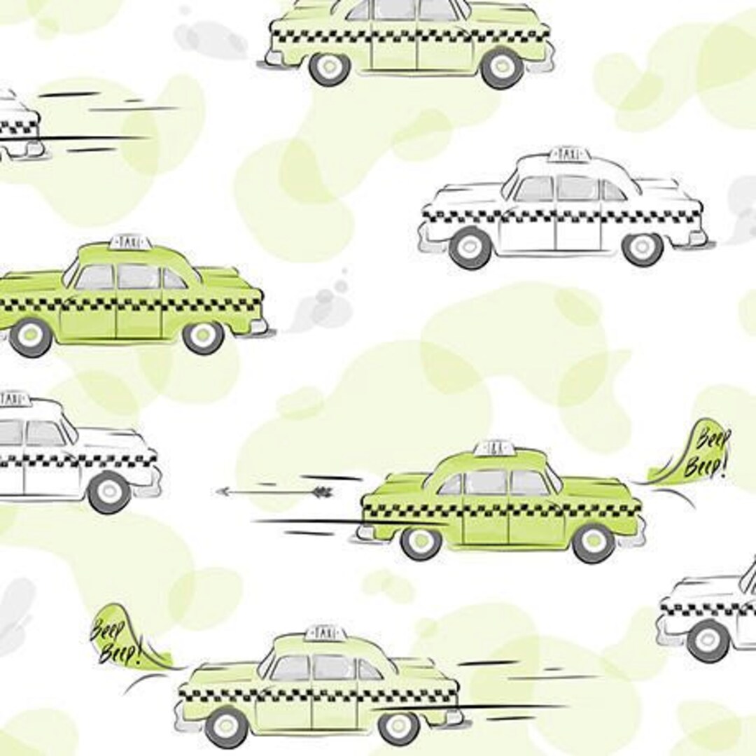City Life Taxi Cabs Fabric // Ink & Arrow 24301-H by the HALF YARD - Etsy