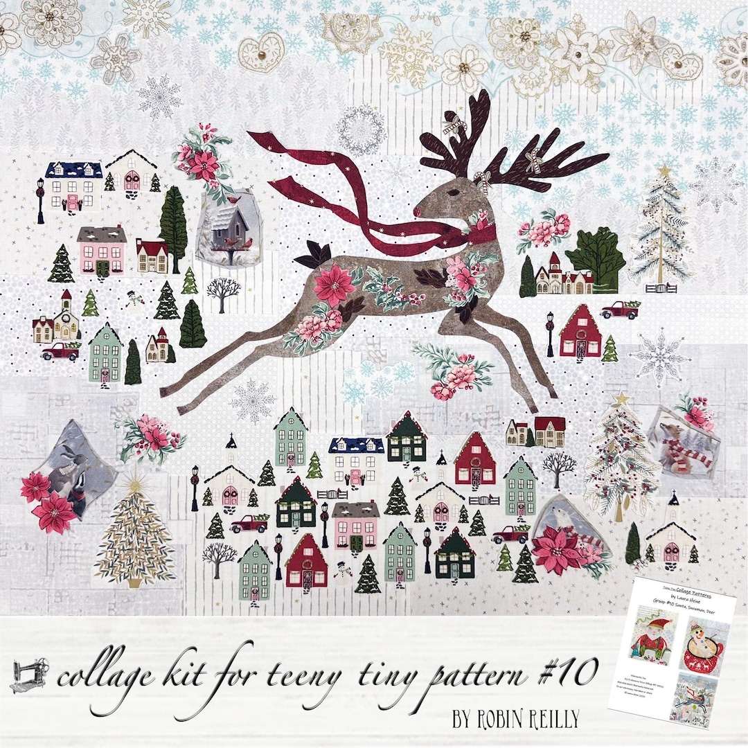 Teeny Tiny Reindeer Collage Fabric Bundle for Laura Heine's Teeny Tiny ...