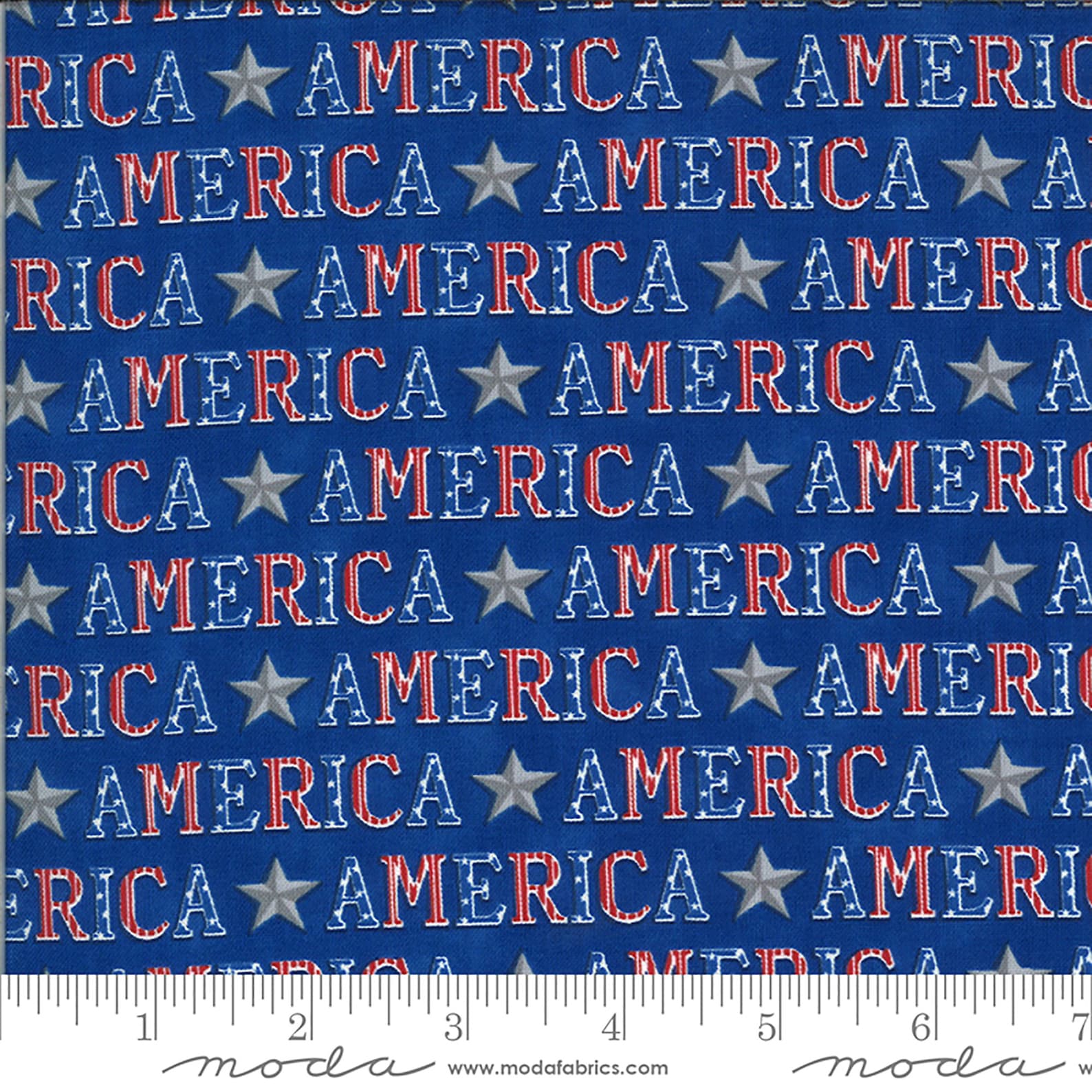America the Beautiful American Type Fabric // Moda 19983 14 Lake Blue ...