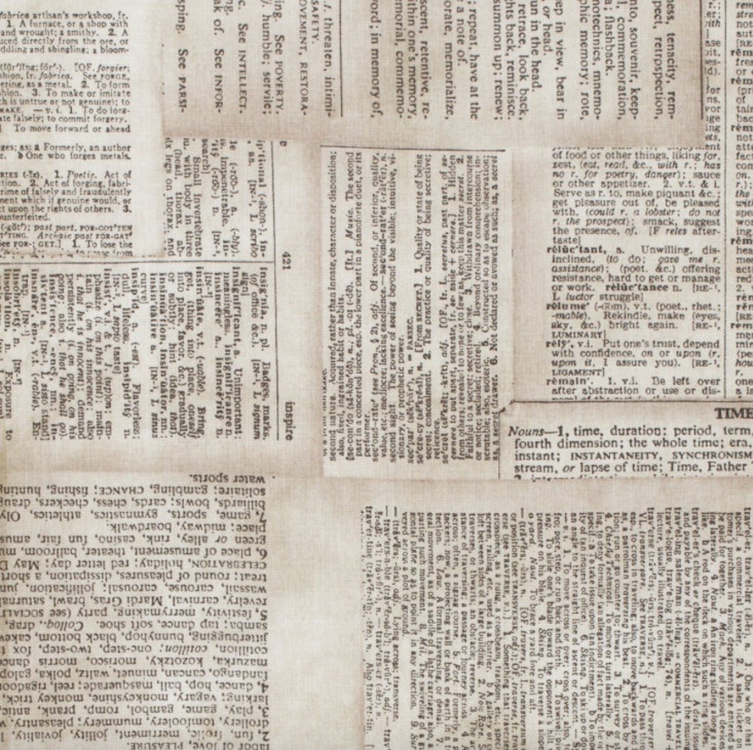 Tim Holtz Foundations Dictionary Fabric Eclectic Elements // Freespirit ...