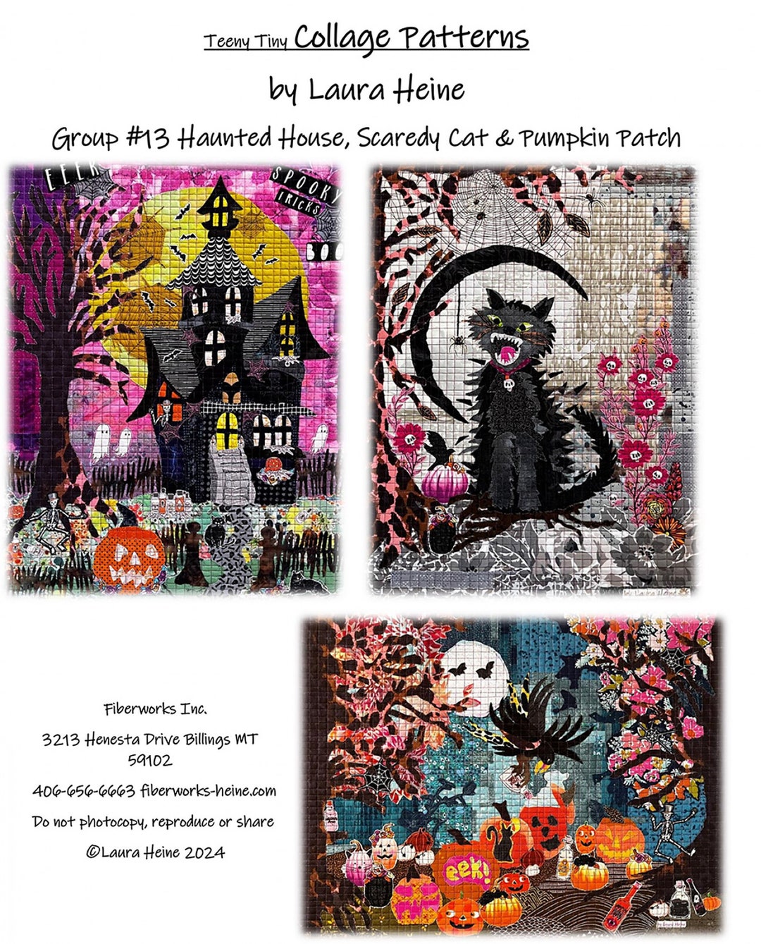 Teeny Tiny Collage #13 Quilt Pattern // Haunted House, Scaredy Cat ...
