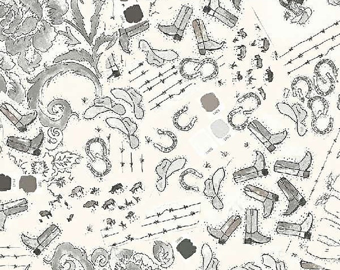 Yippie Yi Yo Ki Yay Cowboy Collage Fabric // Laura Heine Windham 53233 ... Yippie Yi Yo Ki Yay Cowboy Collage Fabric // Laura Heine Windham 53233 ...