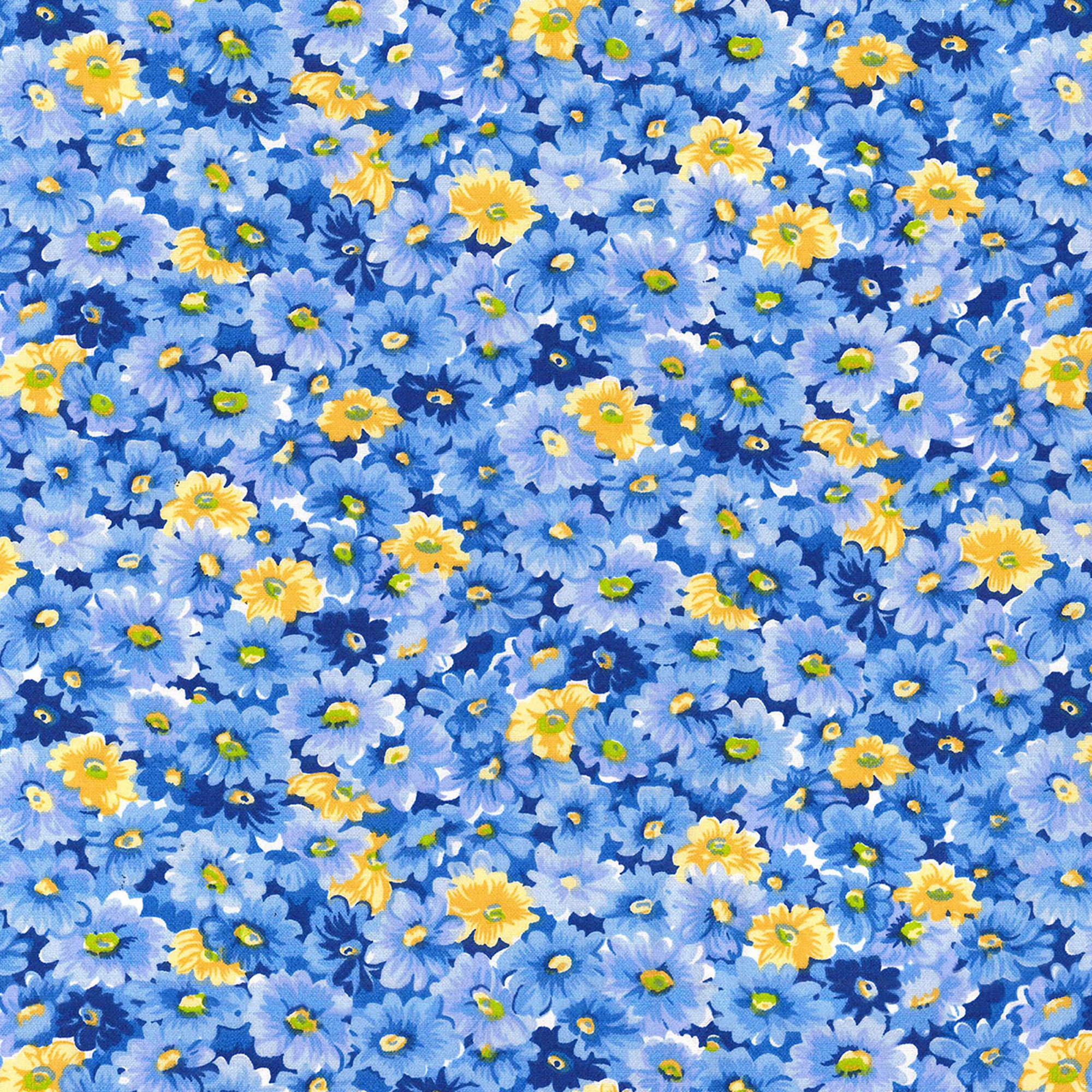 Oasis Blue Packed Floral Fabric // Keepsake Calico 7572-B by | Etsy