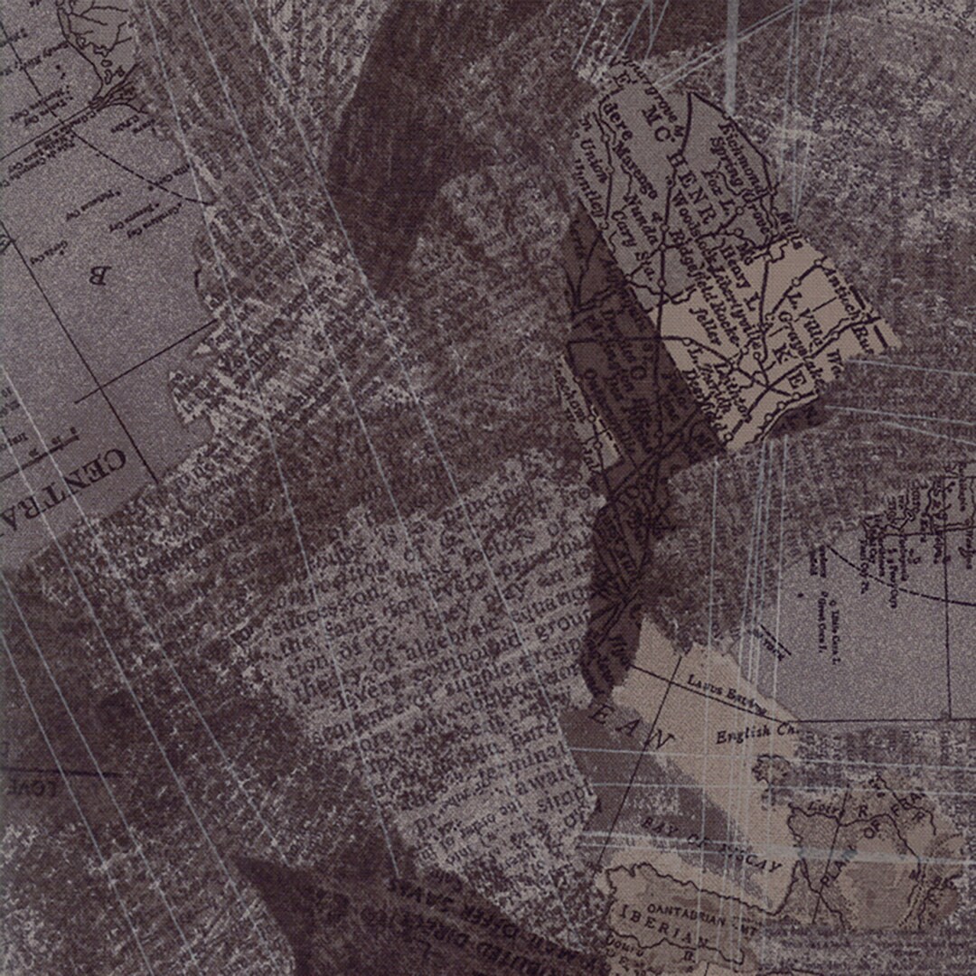 Compositions Map Fabric // Basicgrey // Moda 30450 16 Charcoal by the ...