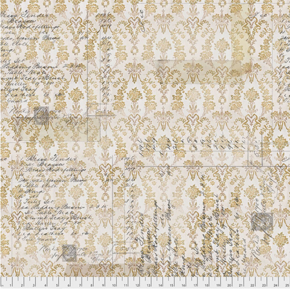 Tim Holtz Memoranda 3 Upholsterers Gold Fabric // Freespirit | Etsy